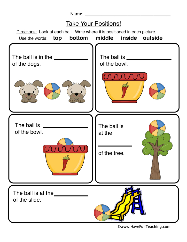 Positions Worksheet Have Fun Teaching Positions Worksheet Have Fun Teaching