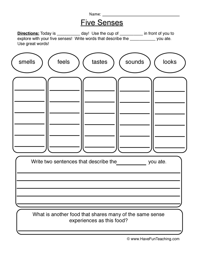 Five Sense Worksheet NEW 100 FIVE SENSES WORKSHEETS FOR GRADE 1 Five Sense Worksheet NEW 100 FIVE SENSES WORKSHEETS FOR GRADE 1