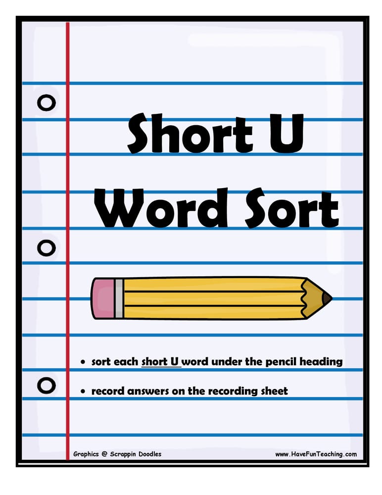 Short Vowel U Word Sort Activity - Have Fun Teaching