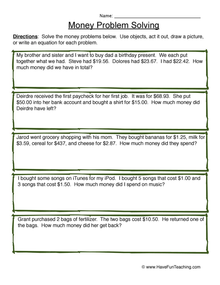 Counting Coins Word Problems Worksheet Have Fun Teaching Counting Coins Word Problems Worksheet Have Fun Teaching