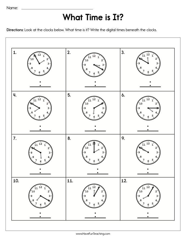 Write The Time Worksheet Have Fun Teaching Write The Time Worksheet Have Fun Teaching