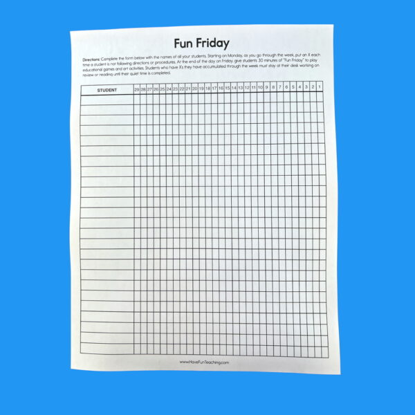Fun Friday Minutes Behavior Plan - Have Fun Teaching