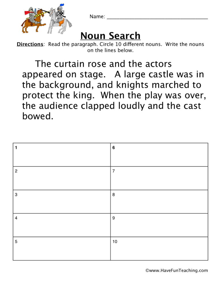 Searching for Nouns Worksheet - Have Fun Teaching