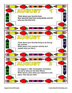 August Daily Journal Prompts - Have Fun Teaching