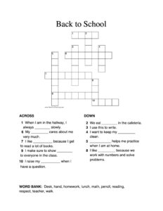 Back to School Crossword Puzzle - Have Fun Teaching