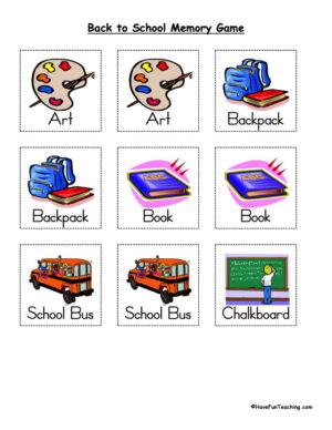 Back to School Memory Game - Have Fun Teaching