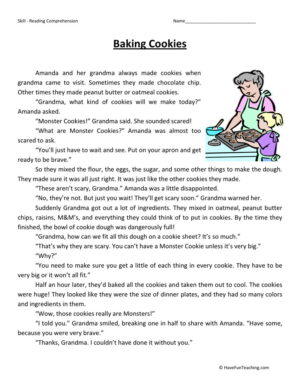 Baking Cookies Reading Comprehension Worksheet - Have Fun Teaching
