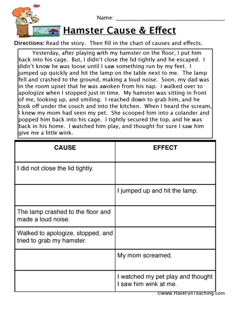 Cause and Effect Worksheets - Have Fun Teaching