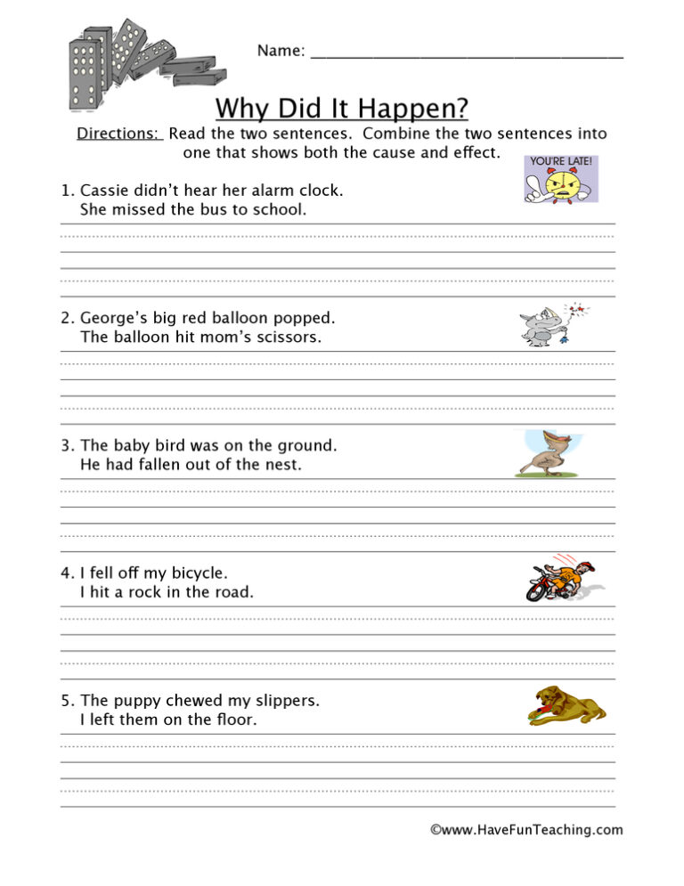What Happens? Cause and Effect Worksheet - Have Fun Teaching