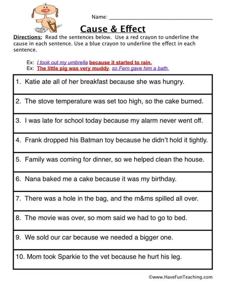 Cause and Effect Worksheets - Have Fun Teaching