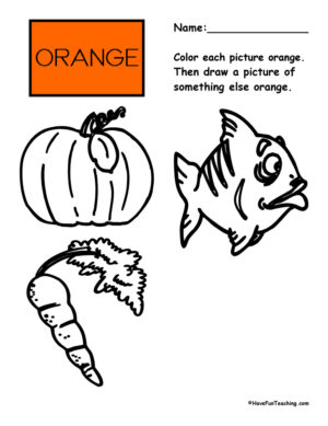 Coloring Orange Pictures Worksheet - Have Fun Teaching