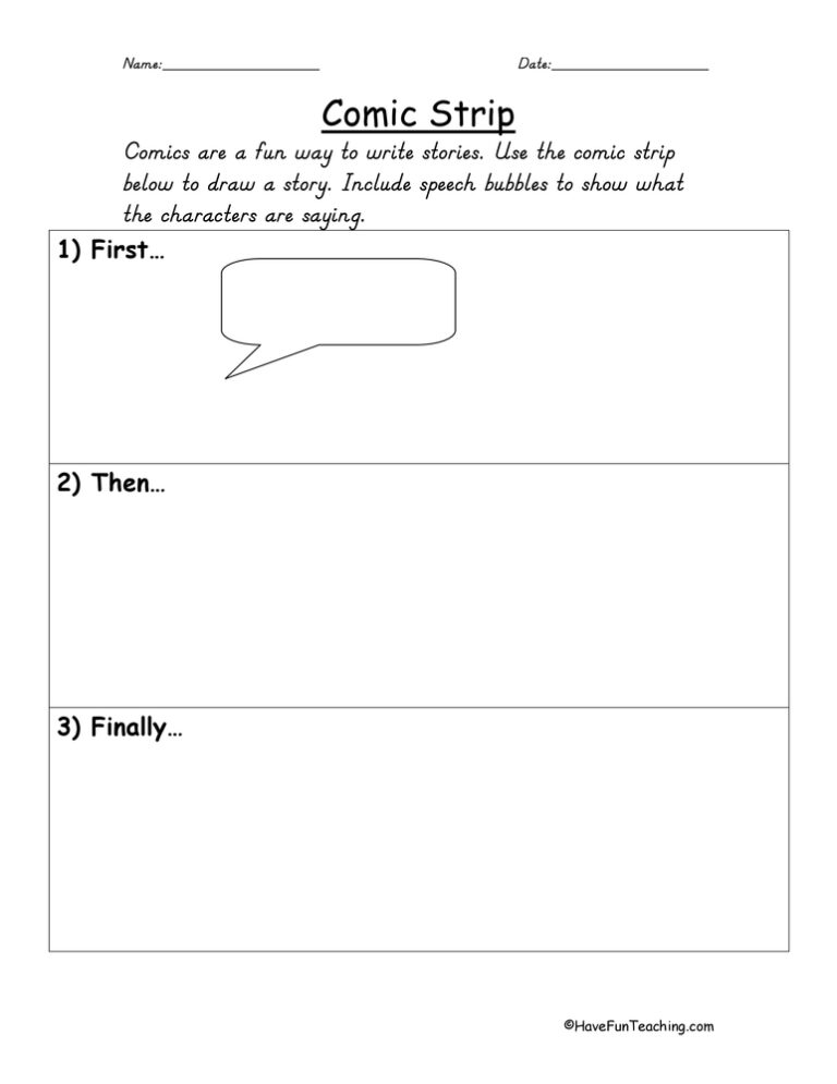 Comic Strip Worksheets - Have Fun Teaching