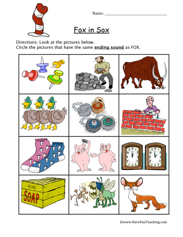 Dr. Seuss OX Word Family Worksheet - Have Fun Teaching