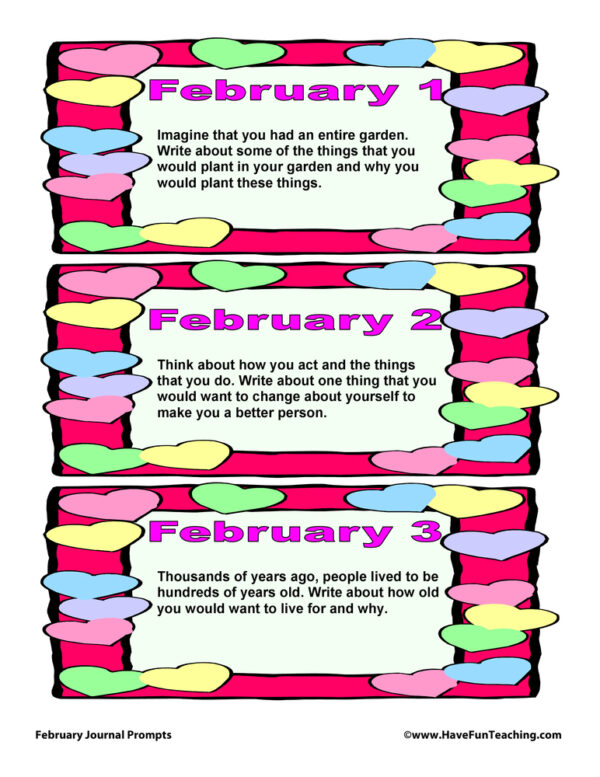 February Daily Journal Prompts - Have Fun Teaching