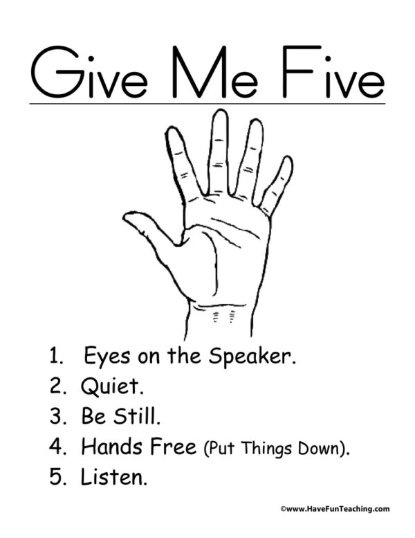 Give Me Five Poster - Have Fun Teaching