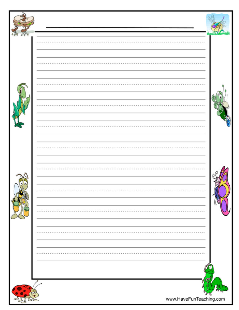 Insect Writing Paper - Have Fun Teaching