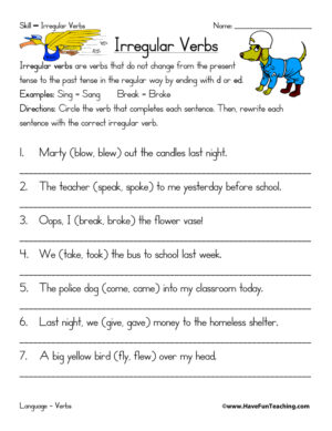Using Irregular Verbs Worksheet - Have Fun Teaching