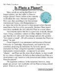 Is Pluto a Planet? Reading Comprehension Worksheet - Have Fun Teaching
