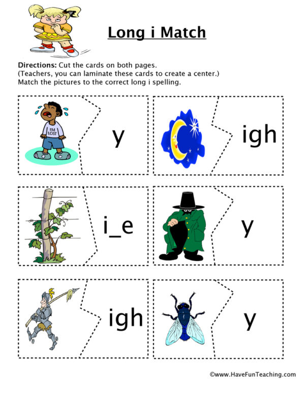 Long I Matching Puzzle - Have Fun Teaching