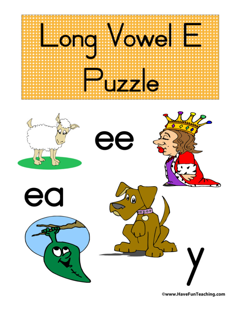 Long Vowel E Puzzle - Have Fun Teaching