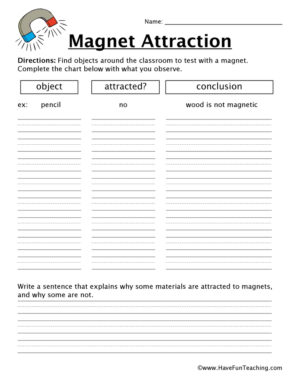 Magnet Attraction Worksheet - Have Fun Teaching