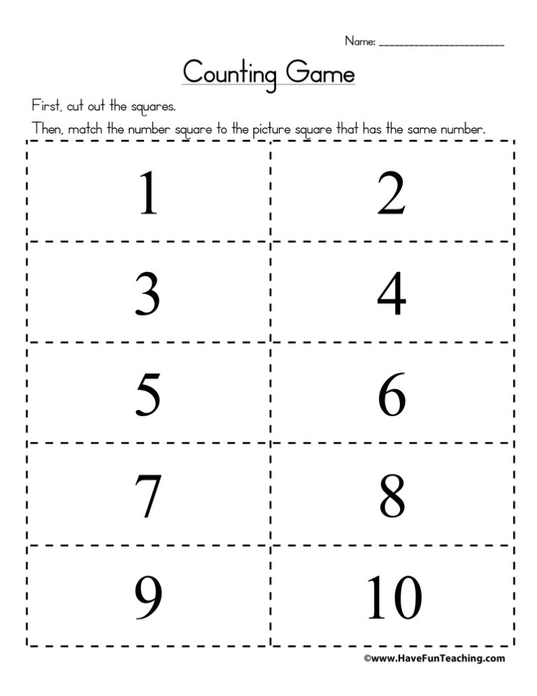 Number Matching Activity - Have Fun Teaching