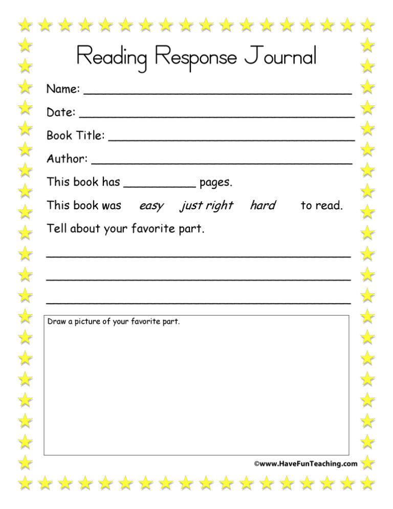 Reading Response Journal - Have Fun Teaching