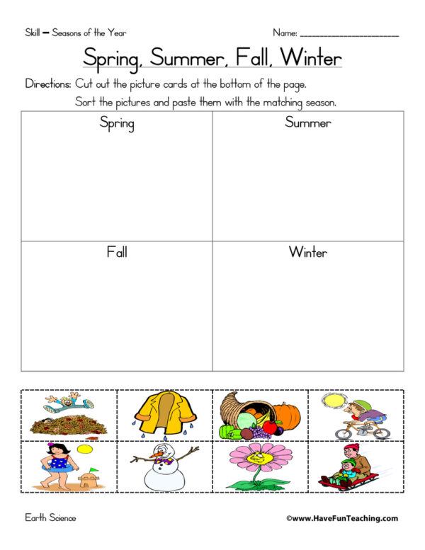 Seasons of the Year Matching Worksheet - Have Fun Teaching