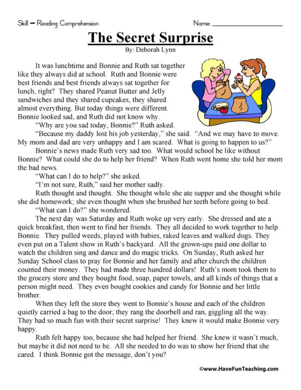The Secret Surprise Reading Comprehension Worksheet - Have Fun Teaching