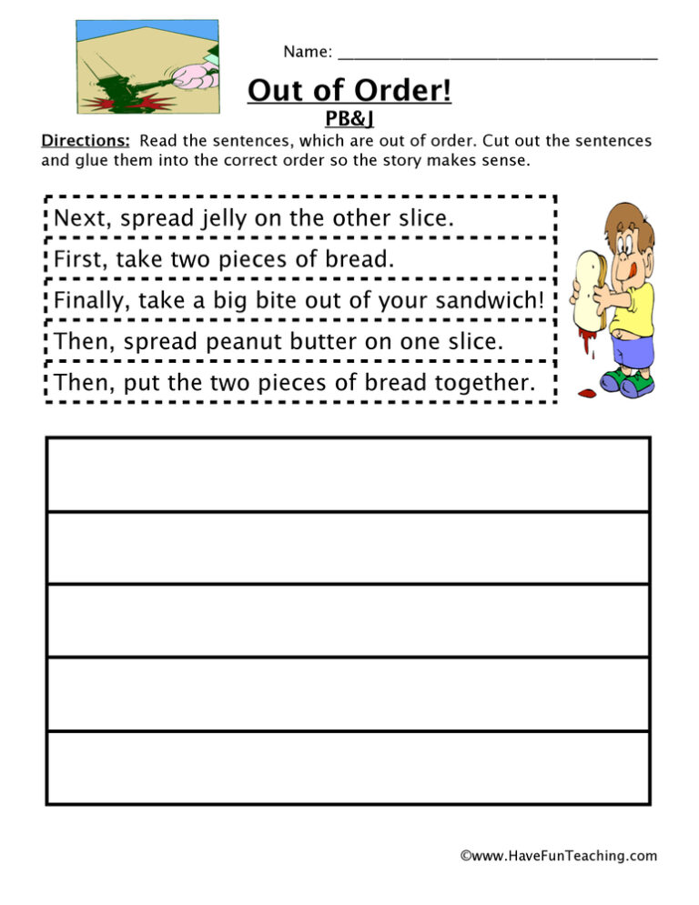 Making A Sandwich Sequencing Worksheet Have Fun Teaching