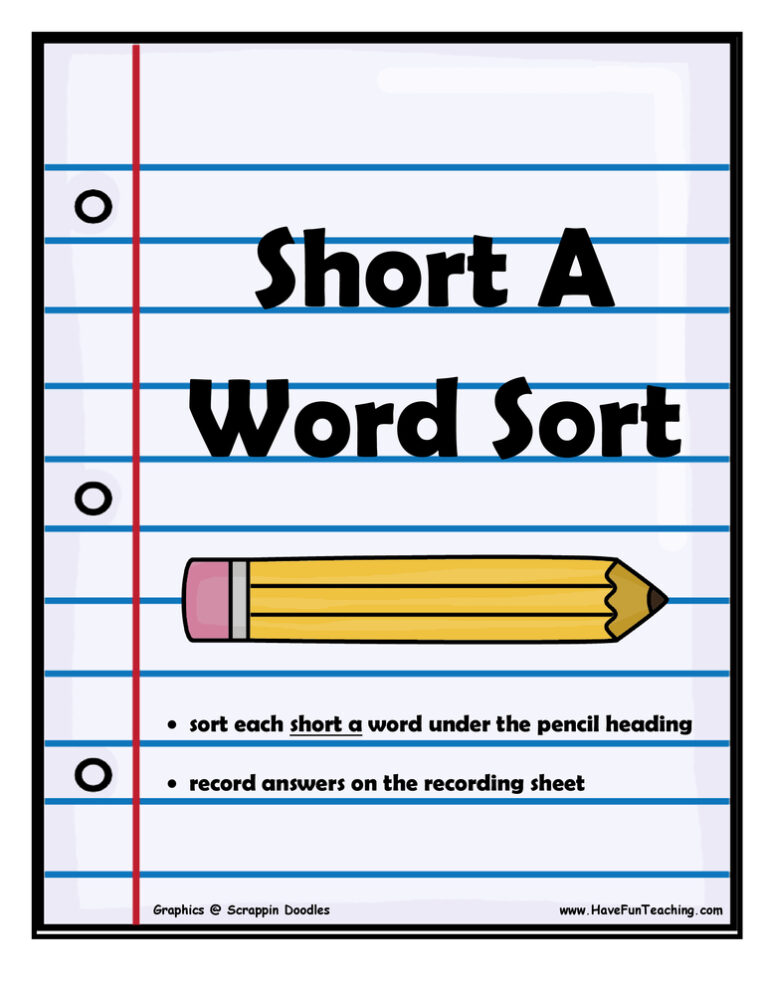 Short Vowel A Word Sort Activity - Have Fun Teaching