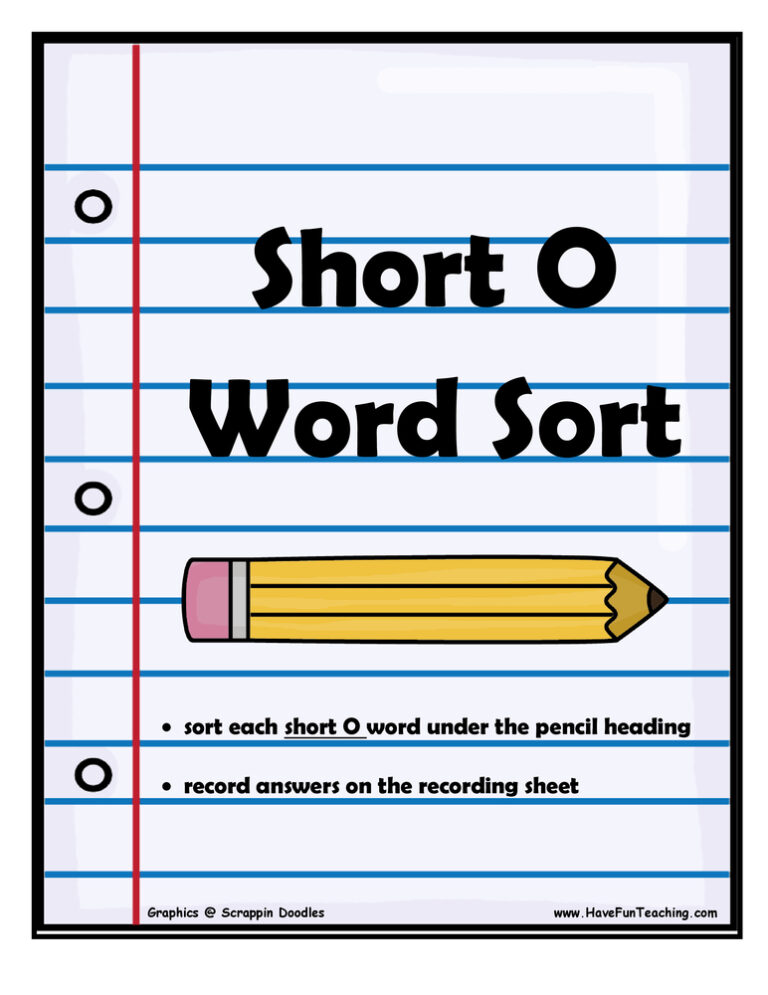Short Vowel O Word Sort Activity - Have Fun Teaching