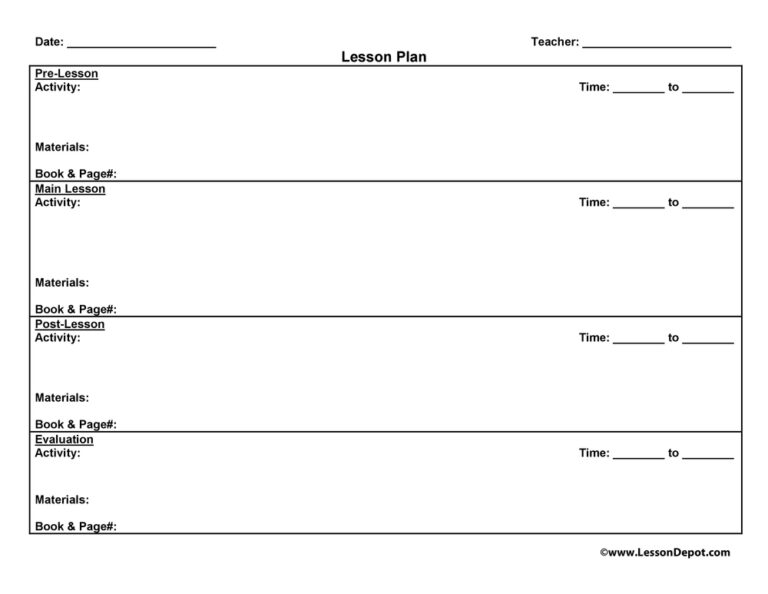Single Lesson Plan Template - Have Fun Teaching