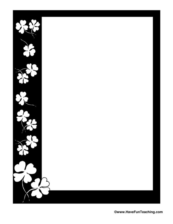 St. Patrick's Day BW Writing Paper - Have Fun Teaching