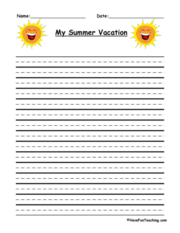 Summer Vacation Letter Worksheet - Have Fun Teaching
