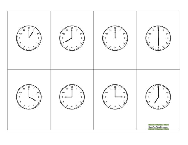 Telling Time Hour Clock BINGO - Have Fun Teaching