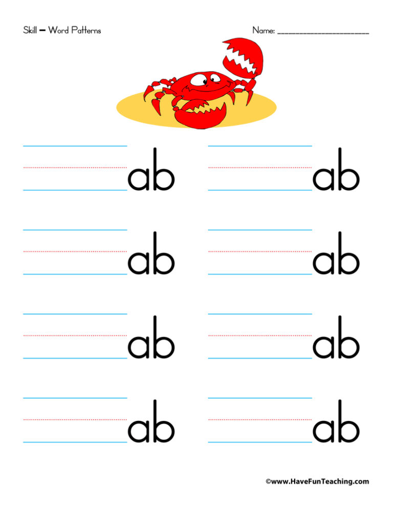 Letter A Word Families Worksheet - Have Fun Teaching