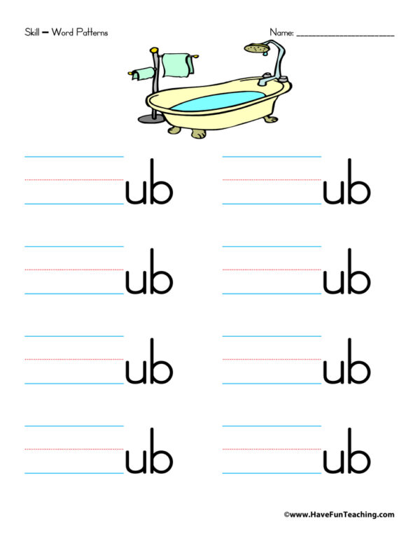 Letter U Word Families Worksheet - Have Fun Teaching