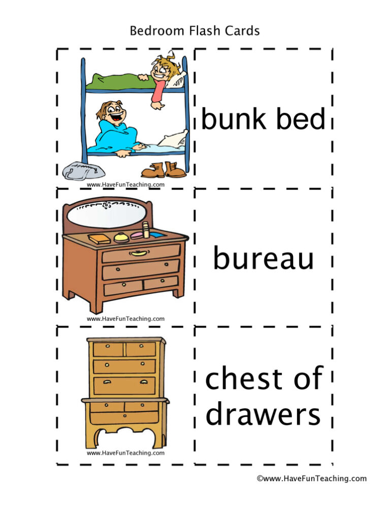 Bedroom Flash Cards - Have Fun Teaching