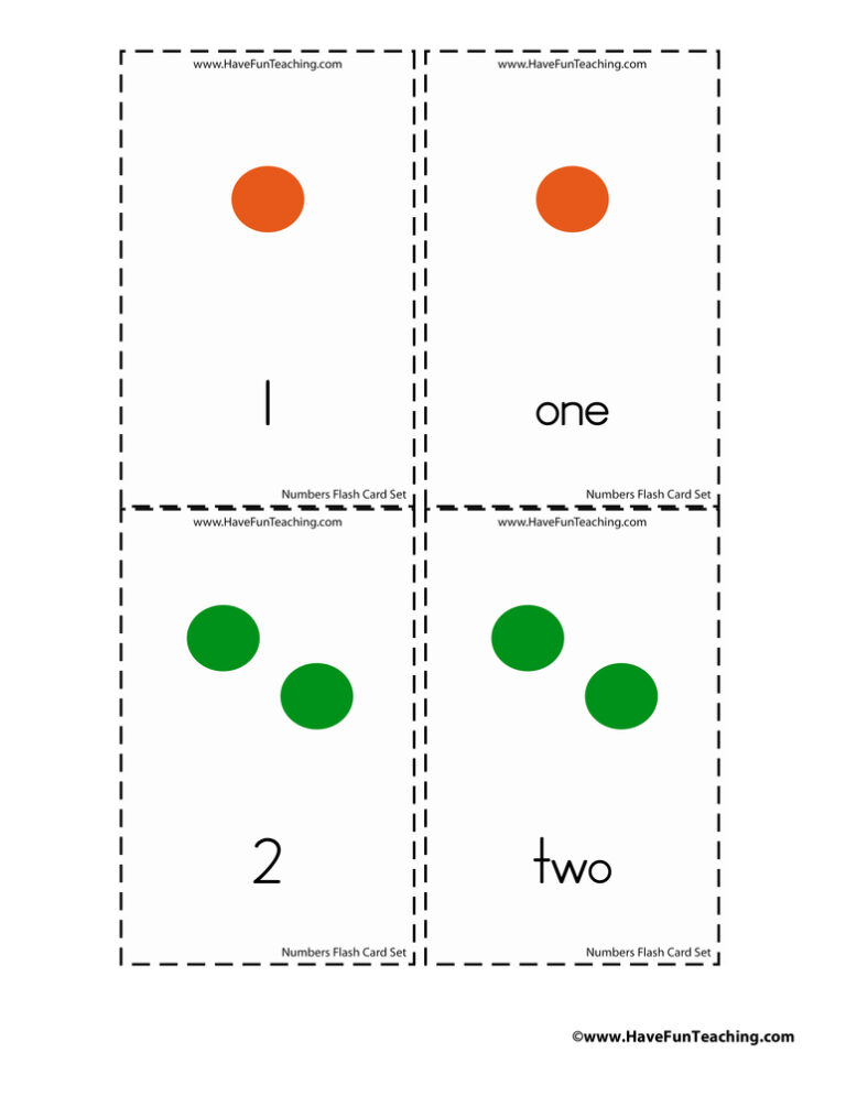 Numbers 0 to 20 Flash Cards - Have Fun Teaching