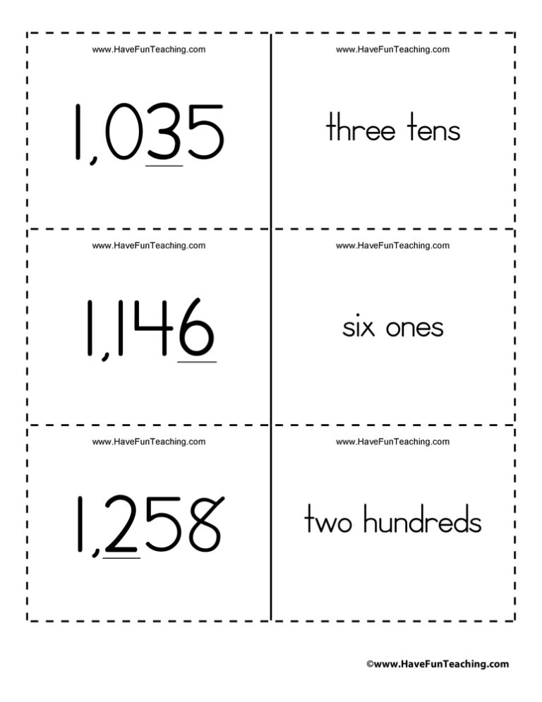 Ones, Tens, Hundreds, Thousands Place Value Flash Cards - Have Fun Teaching