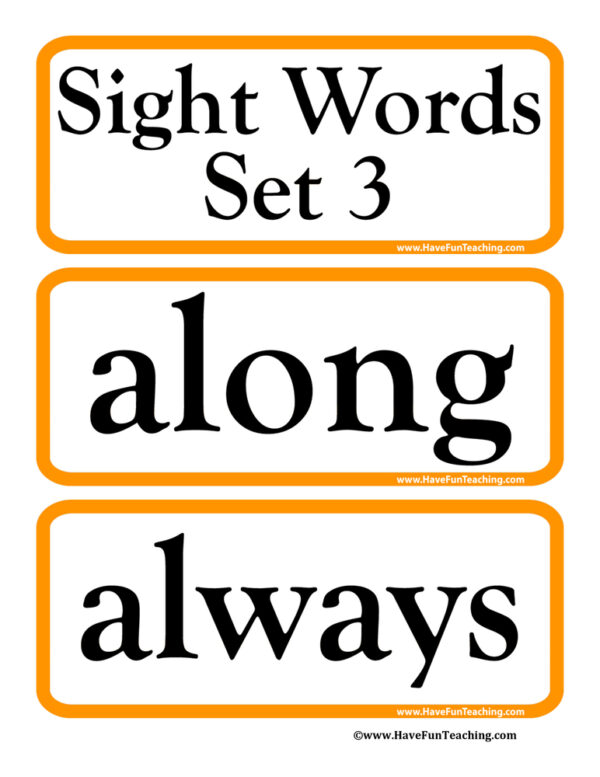 Sight Words Set 3 Flash Cards - Have Fun Teaching