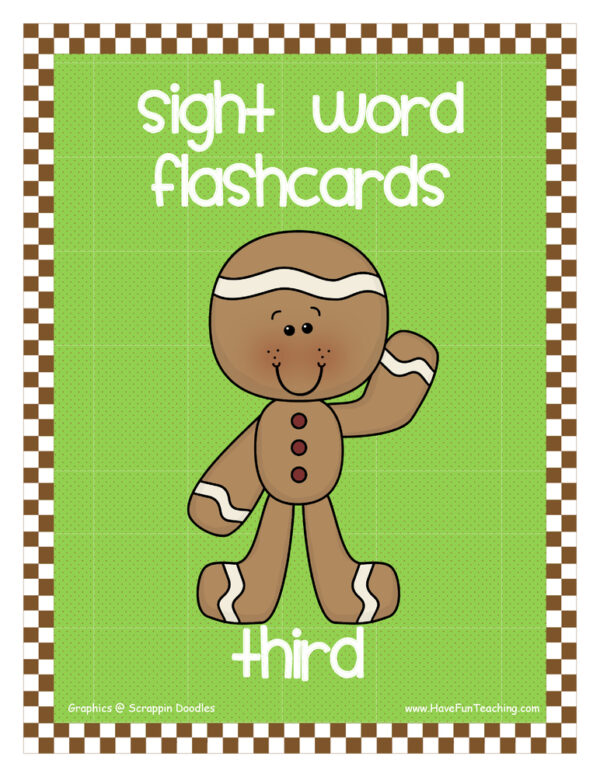 Third Grade Gingerbread Theme Sight Words Flash Cards - Have Fun Teaching