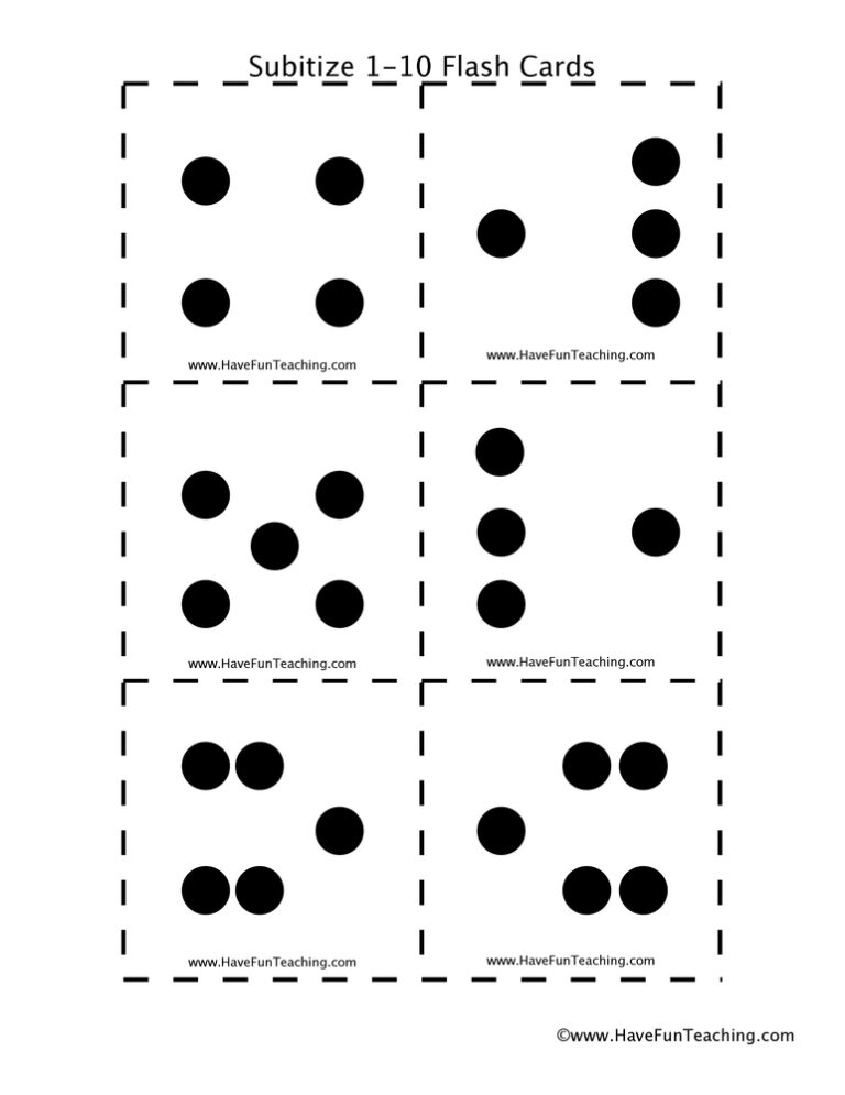 Subitize 1 to 10 Flash Cards - Have Fun Teaching