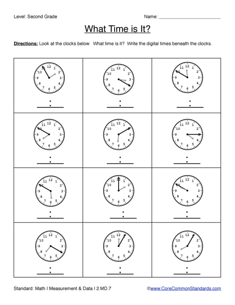 2.MD.7 Common Core Worksheet - Have Fun Teaching