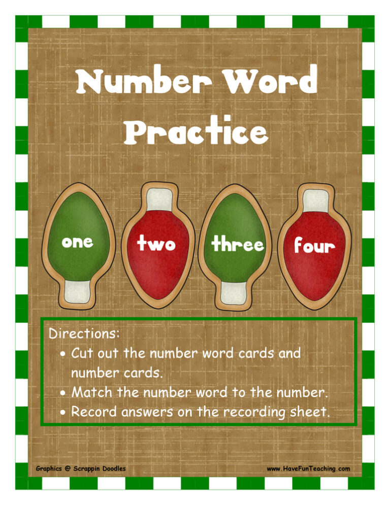 Number Word Lights Activity - Have Fun Teaching