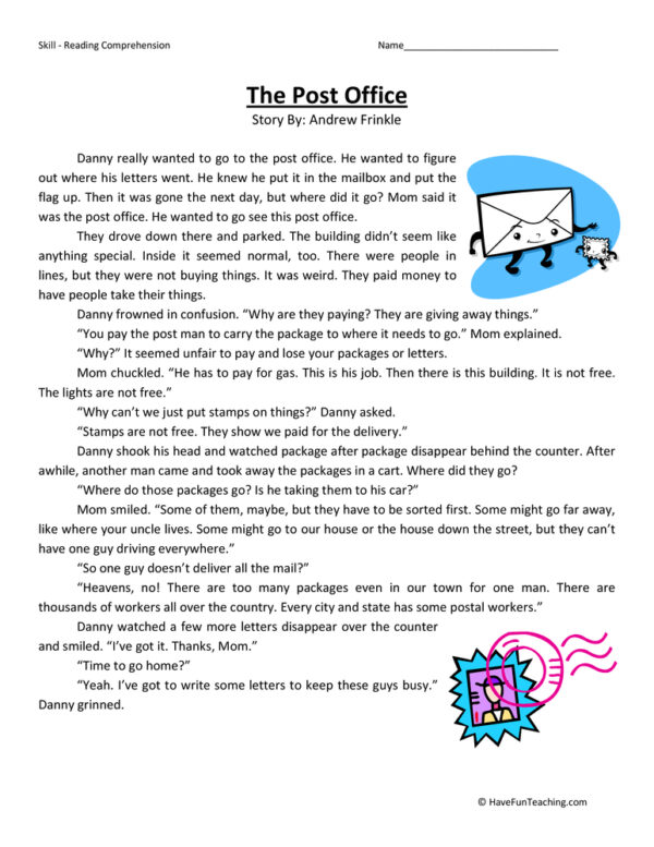 Post Office Reading Comprehension Worksheet - Have Fun Teaching