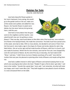 Daisies for Sale - Reading Comprehension Worksheet - Have Fun Teaching