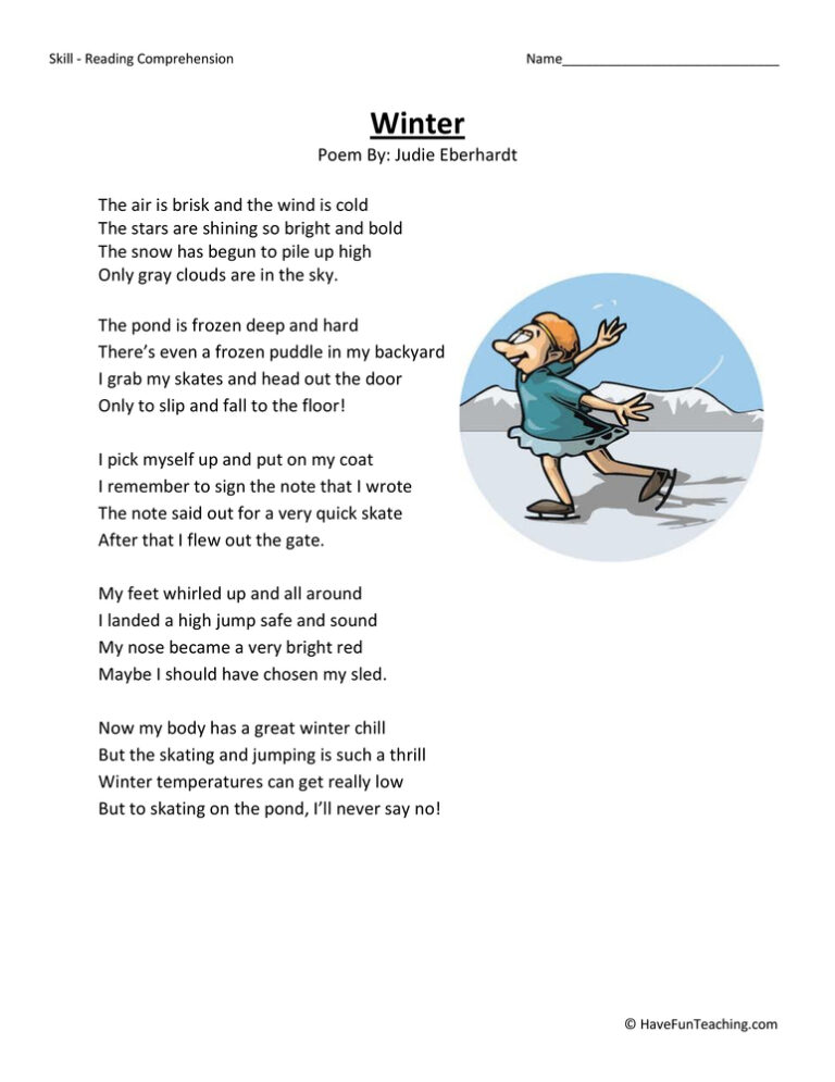 Winter Reading Comprehension Worksheet - Have Fun Teaching