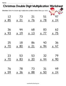 Christmas Double Digit Multiplication Worksheet - Have Fun Teaching
